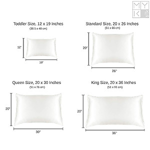 MYK Silk Pure Natural Mulberry Silk Pillowcase, 19 Momme with Cotton Underside for Hair & Skin, Oeko-TEX Certified, Hypoallergenic, Curly Friendly, French Grey