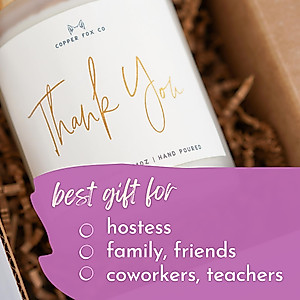 Thank you Candle for Women | Boss Small Thank You Gift Idea | Natural Soy Candle 14 oz Floral Scented Candle | Thank You Gifts for Host Men Coworkers Friend Hostess Teacher Appreciation Gifts Nurse