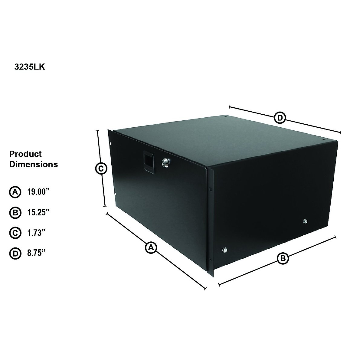 Penn Elcom 3235LK Standard Steel Rack Drawer for 5 Rack Spaces, 5U Sliding with Slam Latch & Keyed Lock, 14 Inch Deep Gear Storage