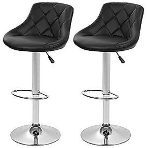 FDW Bar Stools Set of 2 Barstools Swivel Stool Height Adjustable Bar Chairs with Back PU Leather Swivel Bar Stool Kitchen Counter Stools Dining Chairs