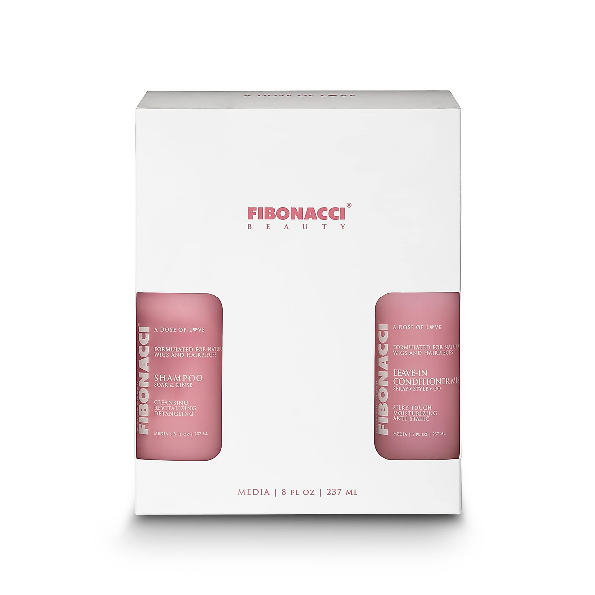 NEW Fibonacci Beauty Natural Human Hair Wig Shampoo & Conditioner Combo Pack - Premium Wig Care Solution, Soak & Rinse/Spray & Go - Revitalizes, Moisturizes, Detangles, & Removes Residues 8 ounce