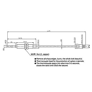 Universal Gas Thermocouple 24" Length Used on BBQ Grill or Fire Pit Heater or Gas Water Heater M8x1 End Nut and Head Tip