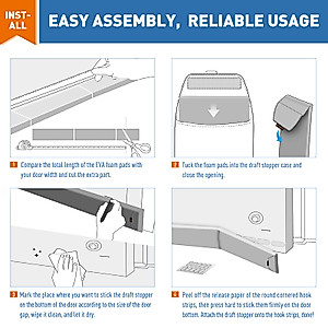 MAGZO Tailorable Door Draft Stopper 38" L X 4.7" W X 1.2" T, Fit Door Bottom Length 30-38 Inch Door Draft Blocker Noise Cold Air Wind Dust Proof Energy Saving, Gray