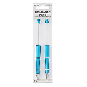 Darice Blue Beadable Pen Shaft Black Ink, 2 Pack