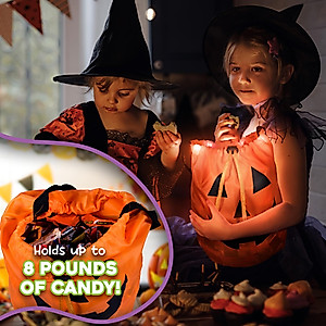 Windy City Novelties Led Halloween Pumpkin Draw String Trick or Treat Candy Bag