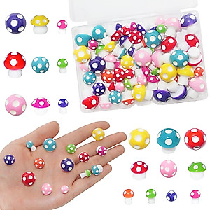HADDIY Mini Mushrooms Decorations,60 Pcs Tiny Resin Miniature Mushroom Figurines for Crafts,Bonsai and Fairy Garden Accessories(Colorful)