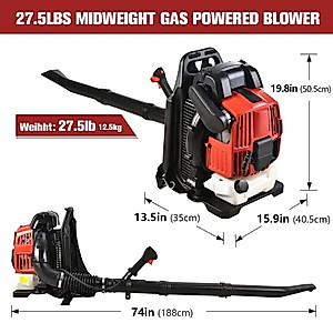 TPKOWE Backpack Leaf Blower, 76cc 4-Stroke Engine Portable Powerful Blowing and Low Fuel Consumption Gas Powered Leaf Blower, Cordless 76cc Blower for Yard, Garden, Lawn Care and Street Cleaning