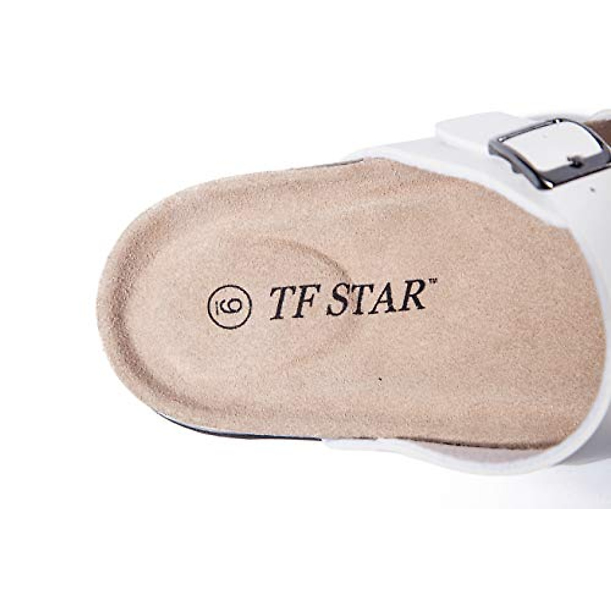 TF STAR Adjustable Sandals, Flat Leather Casual Slippers for Women & Ladies, Flip-Flops Ring Open-Toe Slide Cork Footbed for Teenagers/Girls