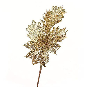 5 Pack Christmas Glitter Berries Stems, 12 Inch Artificial Christmas Picks for Christmas Tree Ornaments, DIY Xmas Wreath, Crafts, Holiday and Home Decor (Gold)