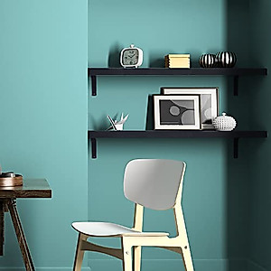 Floating Shelves, Solid Wood Wall Shelves for Bedroom Decor, 36 Inch Black Wooden Shelves for Bookshelf, Wall Mounted Long Floating Shelves, Decoration for Bathroom Bedroom Kitchen Garage and Plants