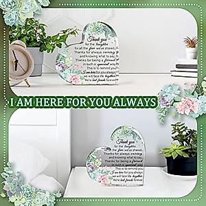 Friendship Gifts for Women Friend Birthday Gifts for Women Friends Thank You Gifts for Friends Acrylic Heart Decorative Signs Plaques for Sister Sunflower Succulent Gift Christmas Decor (Fun)