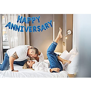 16 Inch Anniversary Aluminum Foil Balloons,Happy Anniversary Party Decorations Blue