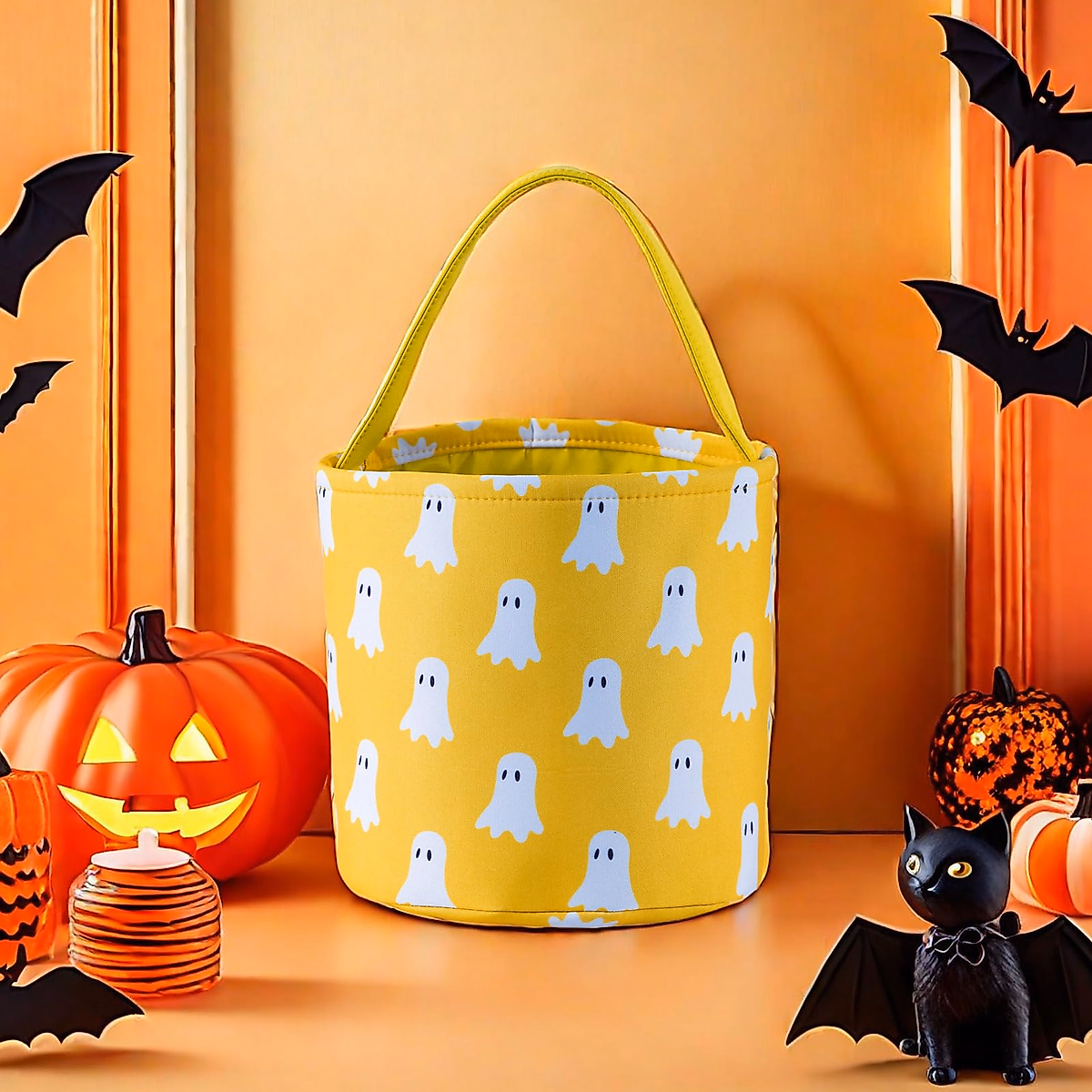 E-FirstFeeling Halloween Candy Bags Trick or Treat Bags Halloween Basket Halloween Bucket Tote (Halloween Ghost)