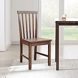 Giantex Wood Dining Chair, Set of 2 Traditional Side Chair w/High Slat Back, Rubber Wood Legs, 100 Degree Curved Backrest Spacious Seat, Versatile Farmhouse Dining Chairs for Kitchen Dining Room