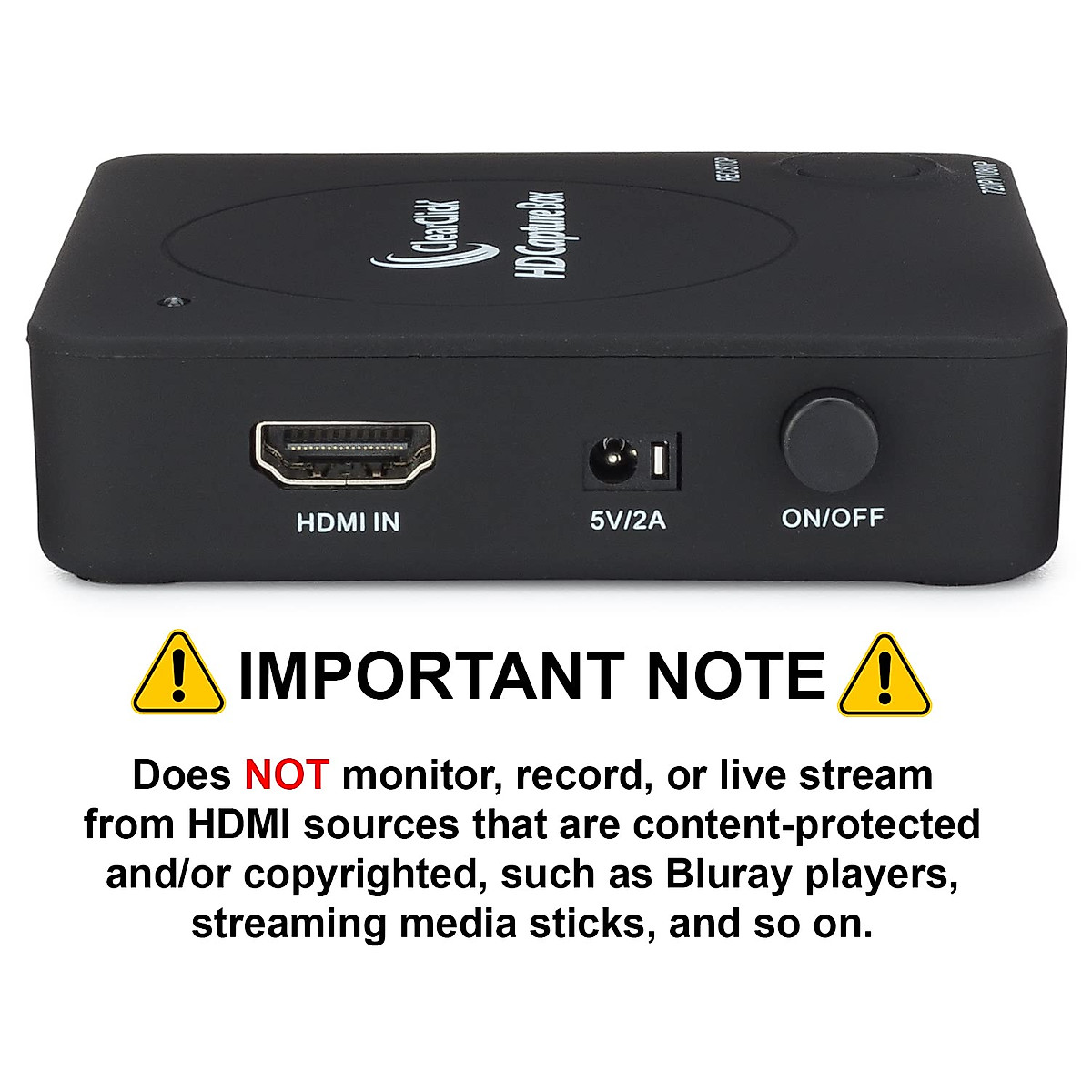 ClearClick HD Capture Box - Capture Video from Gaming Devices & HDMI Sources (No Computer Required)