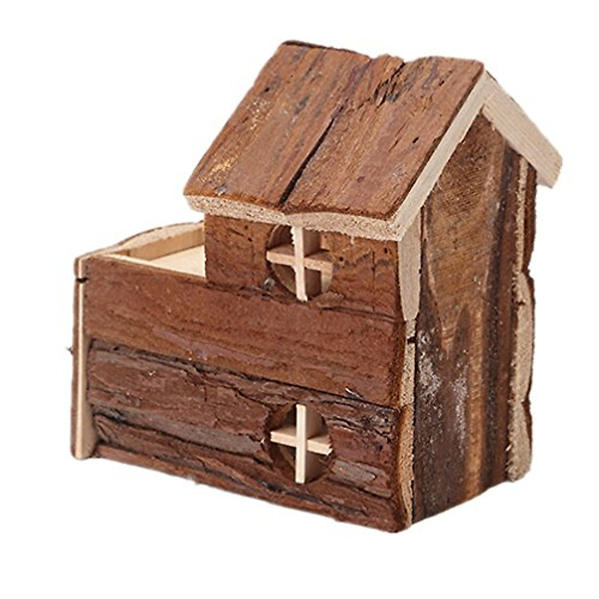 emours Natural Chewable Hamster Hideout Wooden Hut Play House, Small