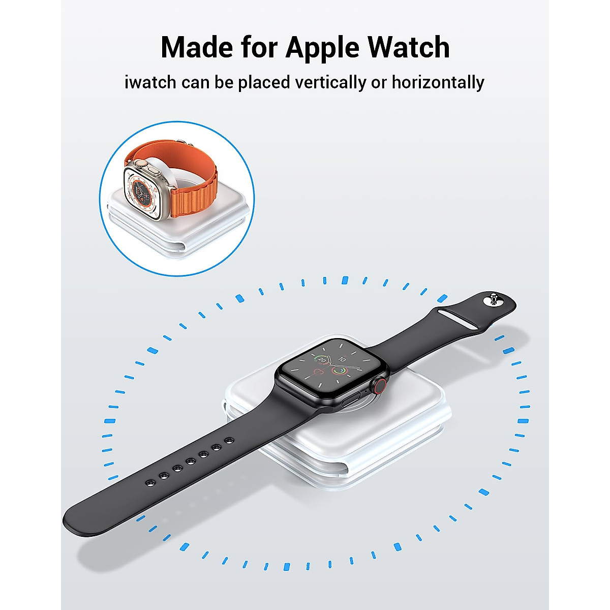 Wireless Charger, Magnetic Foldable 3 in 1 Mag-Safe Charger, Fast Travel Wireless Charging Station for iPhone 15/14/13/12/ Series,for iWatch,for AirPods (Adapter Included)