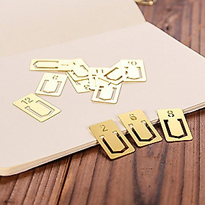 EKLOEN 12pcs Brass Bookmarks, Mini Cute 1-12 Number Book Marks Ideal Gifts