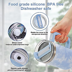 40 oz Tumbler With Handle and Lid Straw Stainless Steel Insulated Vacuum Cup Reusable Water Bottle Travel Mug Iced Coffee Cup Travel Mug for Hot and Cold Beverages 40 oz Tumbler with Handle