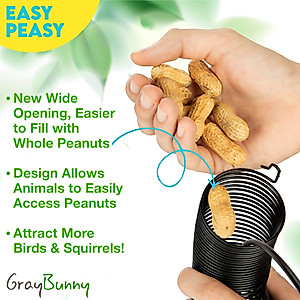 Hanging Peanut Wreath Bird Feeder, 16 Inch, Rust & Uv Resistant, Weatherproof, Solid Steel Durable Black Whole Peanut Wild Bird Feeder with Hanging Hook., Gifts for Mom, for Women