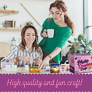 PURPLE LADYBUG Make Your Own Photo Coasters Craft Kit - Unique Personalized Gifts for Dad, Grandpa or Gifts for Teenage Girls - Crafts for Teens & Adults, Fun Things for Teen Girls