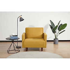 GIA Tri-Fold Convertible Polyester Chaise Sofa Bed with Removable Back Cushion and Legs, Yellow
