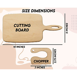 Wooden Kids Chopper Set Cutting Board and Safe Wooden Kids Knife Natural Thick Montessori Knife for Kids Toddlers Kitchen Tools Vegetable and Fruit Cutter Cooking 2Pcs