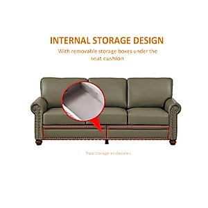 N NOORDENIYA 82'' Faux Leather Couch,Living Room Furniture Sofa, Rivet Decoration Leather Sofa Couch for Living Room Apply to Office and Home(3 Seater Sofas) Taupe