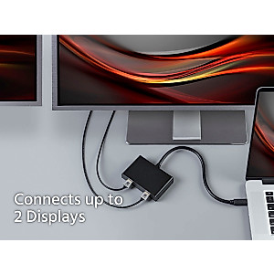 Monoprice 2-Port Mini DisplayPort 1.2 to HDMI Multi-Stream Transport (MST) Hub, Mini DP to HDMI,Black