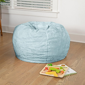Flash Furniture Dillon Small Teal Furry Bean Bag Chair for Kids and Teens