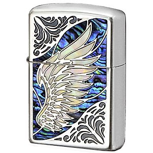 Zippo Armor Case Wing Arabesque Shell Inlay Both Sides Etching Japan Limited Oxidized Silver