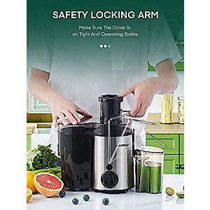 Juicer Machines, HOUSNAT Juicer Whole Fruit and Vegetables with 3-Speed Setting, Upgraded Version 400 W Motor Quick Juicing, Cleaning Brush and Juicing Recipe Included