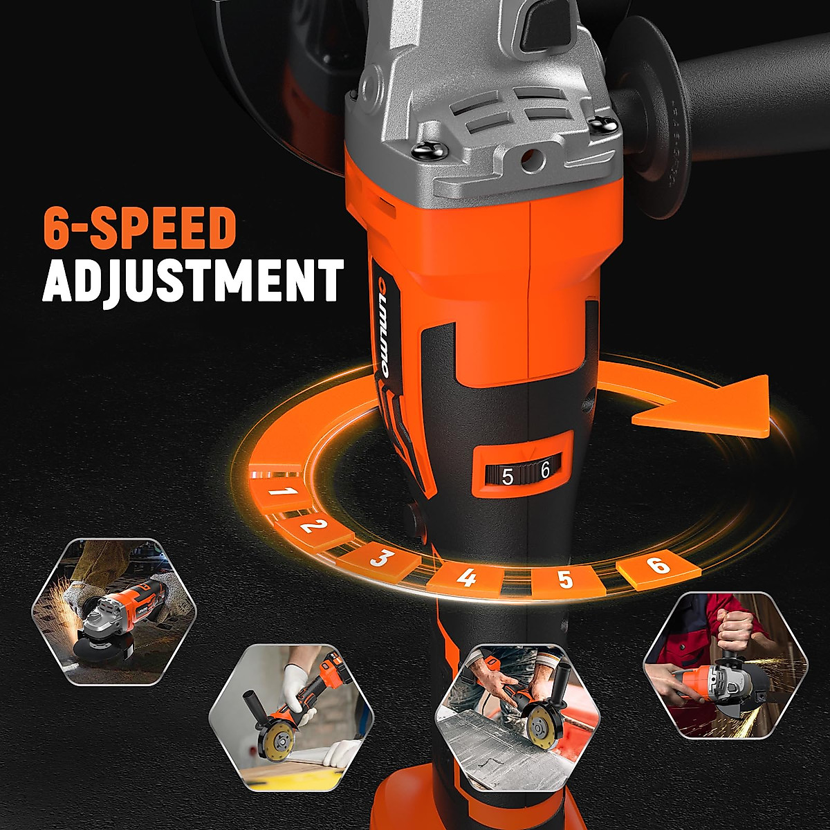 Angle Grinder Cordless,Cordless Grinder With Battery And Charger,4000mAh Batteries,21V,10000RPM Brushless Motor Metal Grinder,4-1/2'' Cutting Wheels, Flap Disc,Cordless Metal Cutting Tool