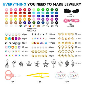 Dowsabel 15000 Pcs Clay Beads Bracelet Making Kit, 4 Boxes 72 Colors Friendship Clay Beads Bracelet Kit with Charms Kit for Jewelry Making, DIY Arts and Crafts Gifts for Kids and Adults