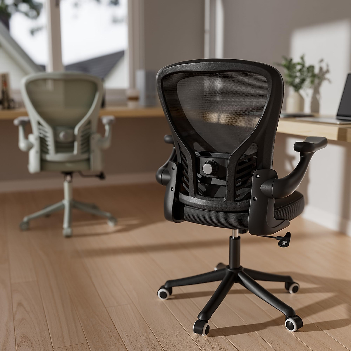 Modoway Desk Chairs with Wheels and Arms Ergonomic Mesh Office Chair with 300LBS Capacity (Black-1Unit)