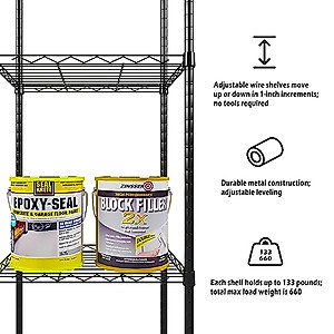 ZHAZHADI Metal Storage Rack 5 Tier Adjustable Storage Shelf Wire Shelving Unit Storage Shelves Metal 660Lbs Capacity 17" L x 13" W x 63" H for Pantry Closet Kitchen Laundry Black