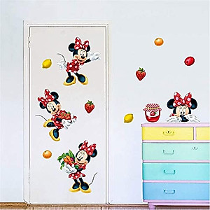SchwartsCount-Minnie Mouse Wall Decals, Minnie Mouse Wall Stickers, Disney Minnie Wall Decals, Removeable Vinyl Cartoon Peel and Stick Large Sticker