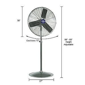 Global Industrial Oscillating Pedestal Fan, 30" Diameter, 1/3HP, 8775CFM