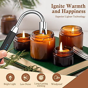 Upgraded Electric Candle Lighters LED Light Gifts for Women - Valentines Day Gifts for Her Him Arc Lighter Rechargeable Flameless Windproof Plasma Lighters for Grill Birthday Gift Ideas for Adult Wife
