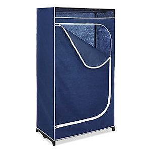 Whitmor, Gray Covered Wardrobe with Accessory Storage, 34 inch