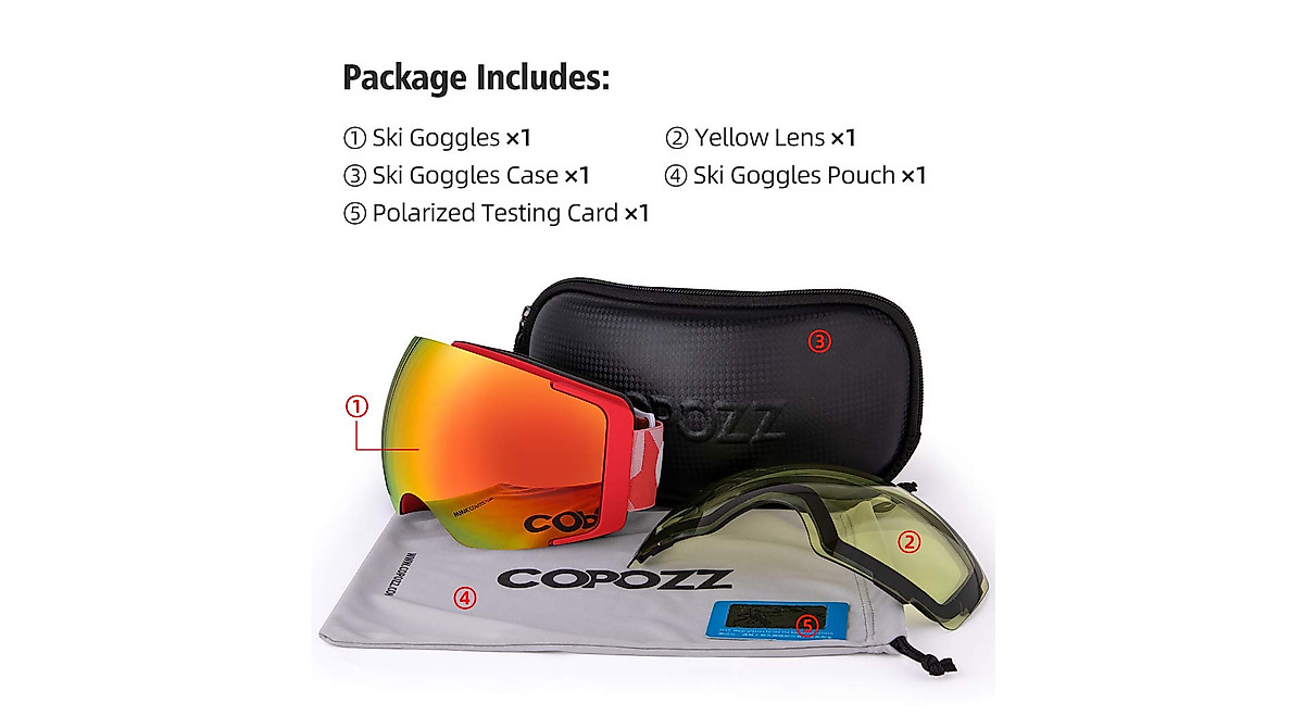 COPOZZ Polarized Ski Goggles Set | Magnetic & OTG Snow Goggles