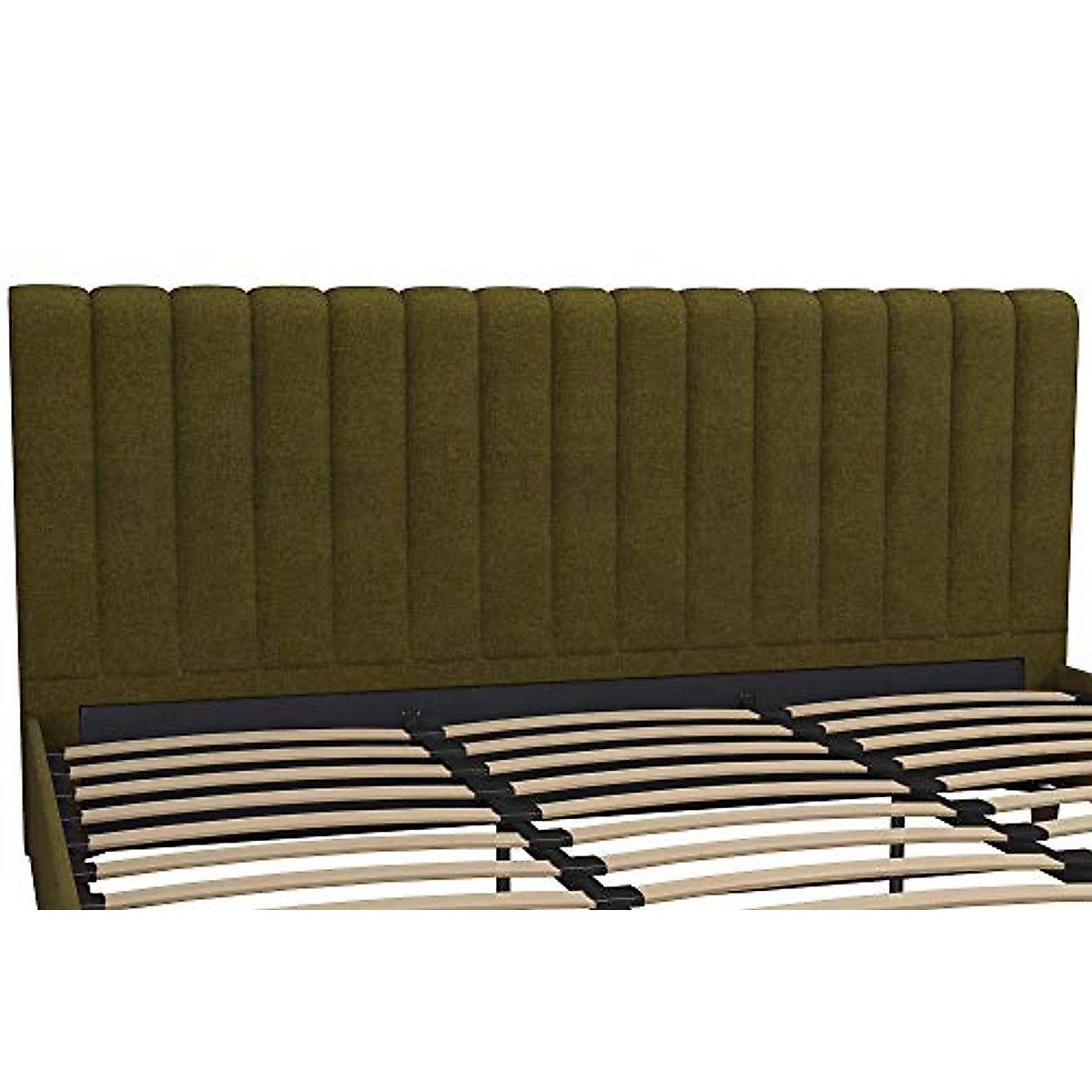 Novogratz Brittany Upholstered Platform Bed Frame, Green Linen, King