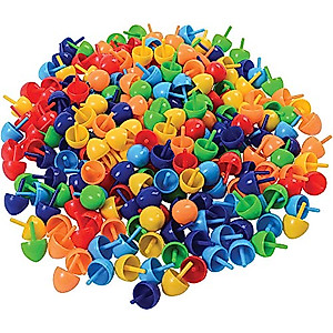 Constructive Playthings 250 Piece Peg-It Play Including 240 Brightly Colored 1/2" Diam. Pegs, Five 8 1/2" W. x 6 1/2" H. Plastic Pegboards and 5 Double-Sided Design Cards for Ages 3 Years and Up