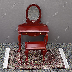 iLAND Miniature Dollhouse Accessories Victorian of Carpet for Dollhouse Furniture on 1/12 Scale and 3” - 12” Dolls, Woven Dollhouse Rugs 6” x 3.8” (2pcs Love)