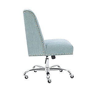 Clayton Aqua and Chrome Swivel Adjustable Height Office Chair By Linon