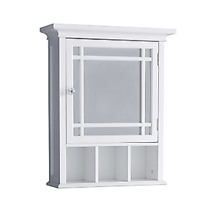 Elegant Home Fashions Neal Removable Wooden Medicine Cabinet with Mirrored Door, White