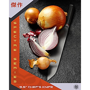 KESSAKU 9.5-Inch Chef Knife - Spectre Series - Forged Japanese AUS-8 High Carbon Stainless Steel - Pakkawood Handle with Blade Guard