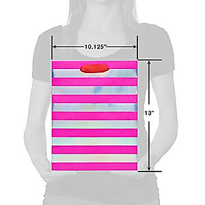 Papyrus 13" Large Gift Bag (Pink Stripes) for Birthdays, Bridal Showers, Baby Showers and All Occasions (1 Bag)