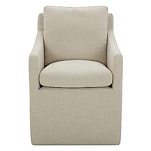 Amazon Brand – Stone & Beam Vivianne Modern Upholstered Dining Chair with Casters, 24.4"W, Linen