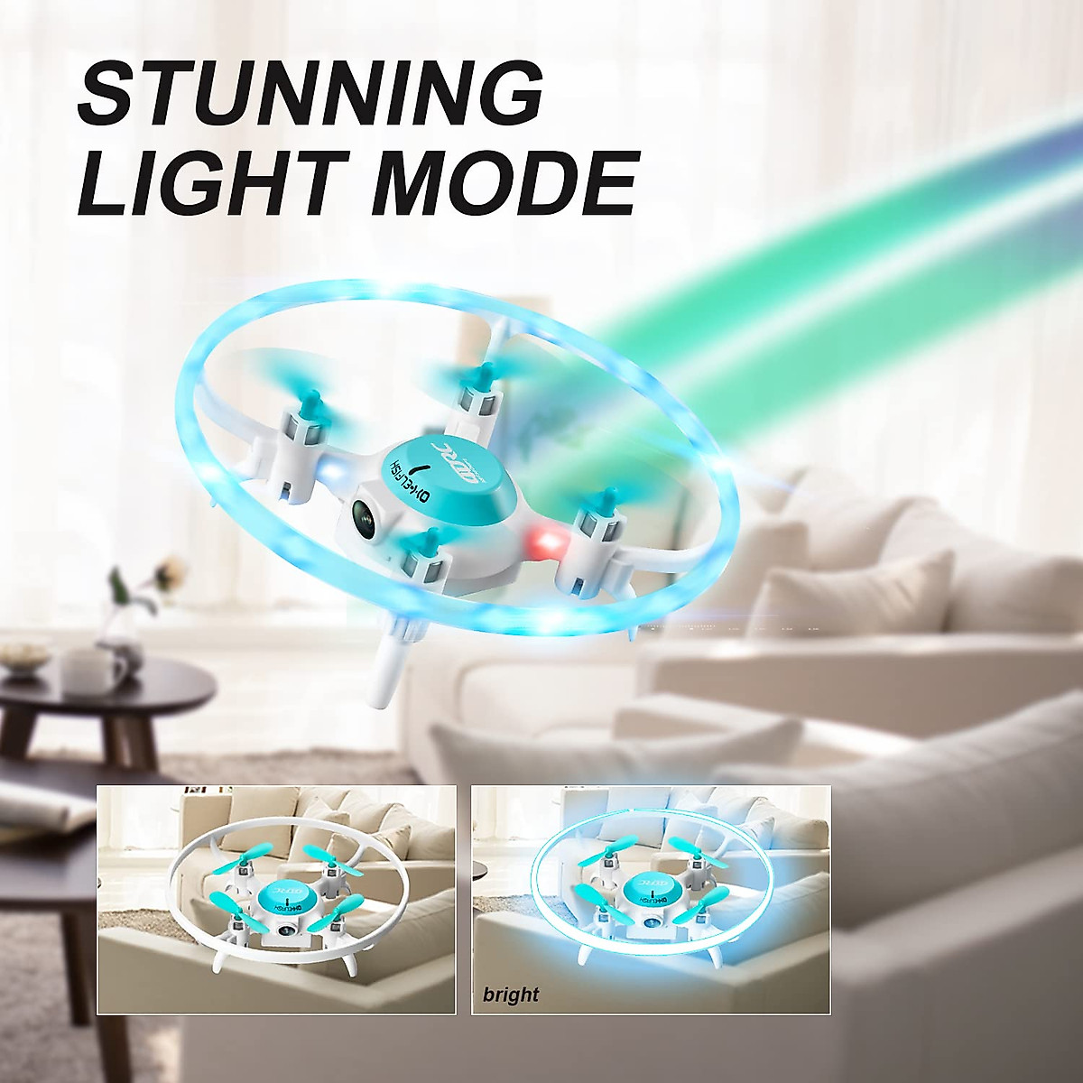 4DRC V5 Mini Drone with 720P Camera for Kids,RC Helicopter Quadcopter,With Blue&Green Light for Beginners Boys and Girls Toys Gifts,Waypoints, Altitude Hold, Circle Fly,3D Flips,Blue